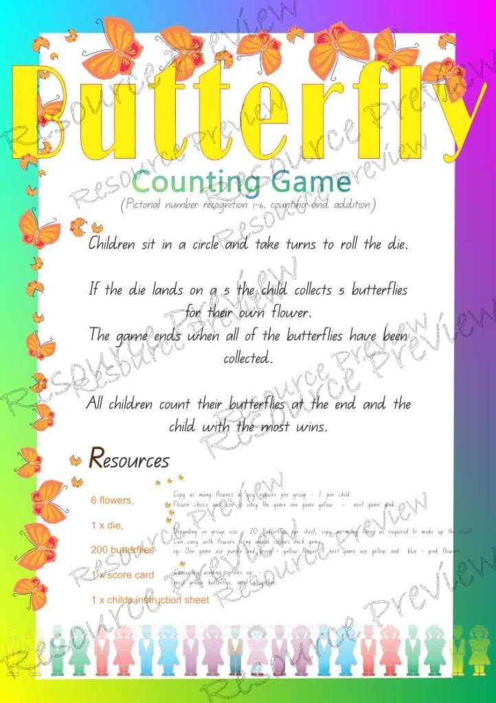 Counting game collect the butterflies