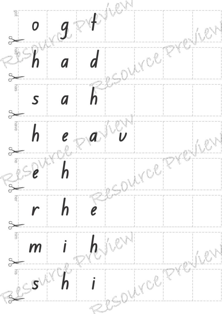 Sight word Scramble Lv1 – 100 words