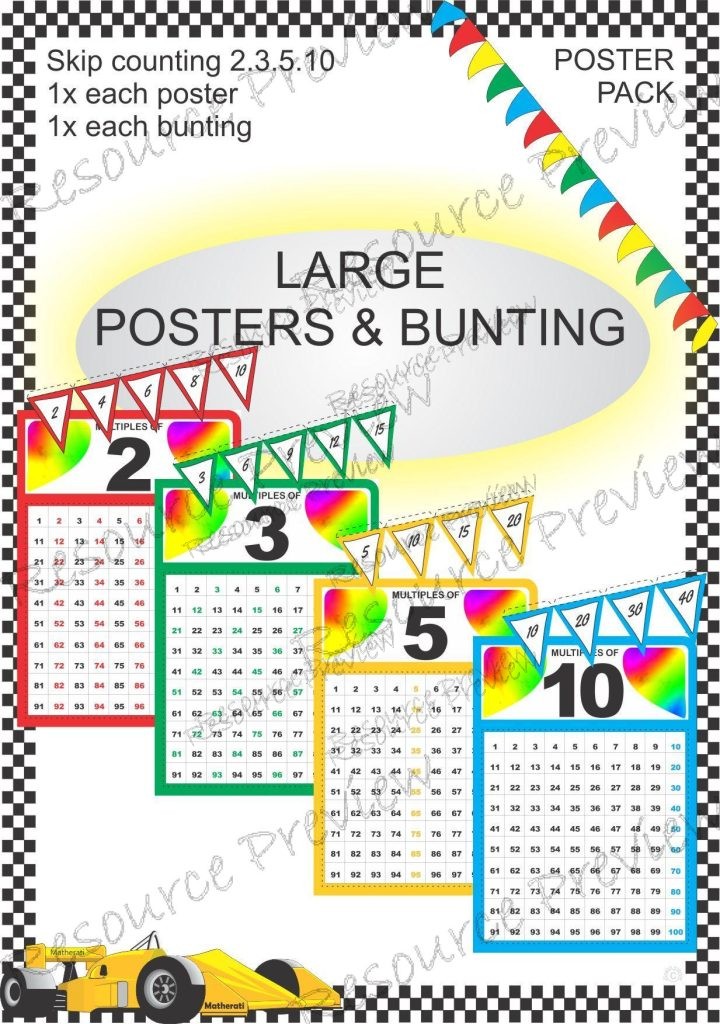 *BUNDLE A3 Poster pack – Skip counting and bunting 2.3.5.10