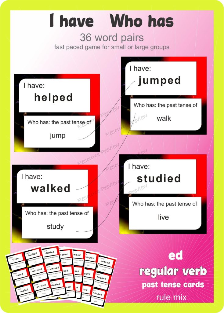 Regular Verb past tense cards I have Who has